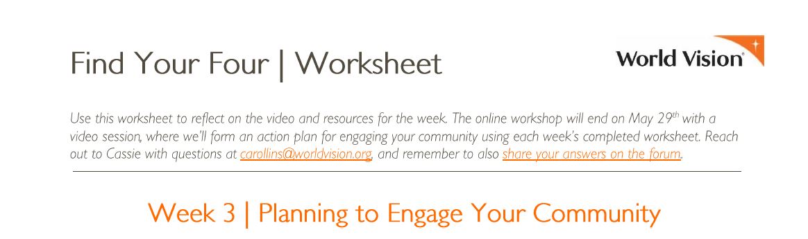 Week 3 worksheet — World Vision Advocacy